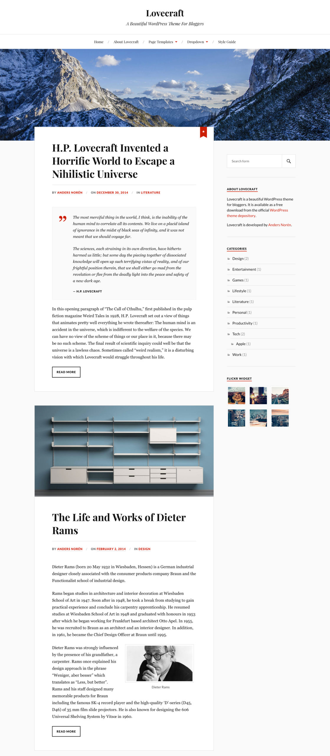 Lovecraft WordPress Theme – Anders Norén